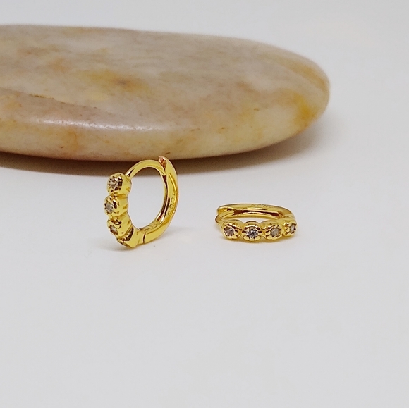 Jewelry | Gold 6mm Small Cz Round Hoop Earrings | Poshmark